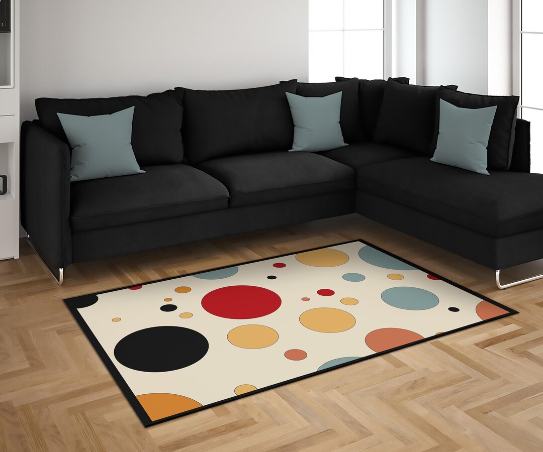 Retro Area Rug Home Office Rug Polka Dot Area Rug, Dorm Room Decor ...