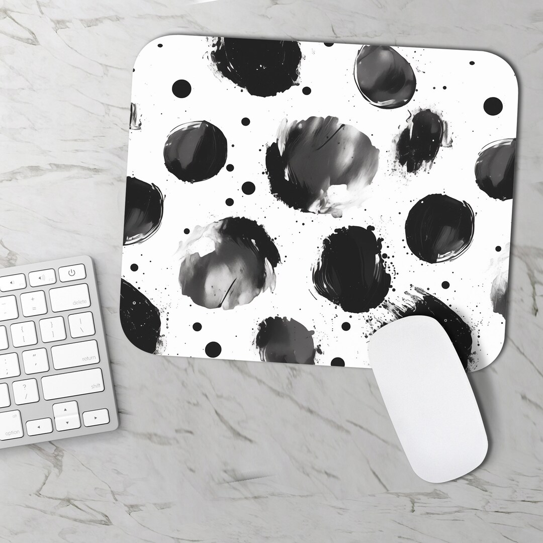 Black and White Mouse Pad Polka Dot Black and White Mousepad, Computer ...