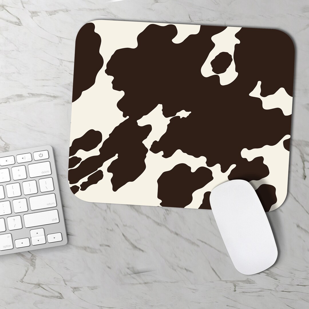 Brown and White Cow Print Mousepad, Gaming Mouse Pad Animal Print, Cow ...