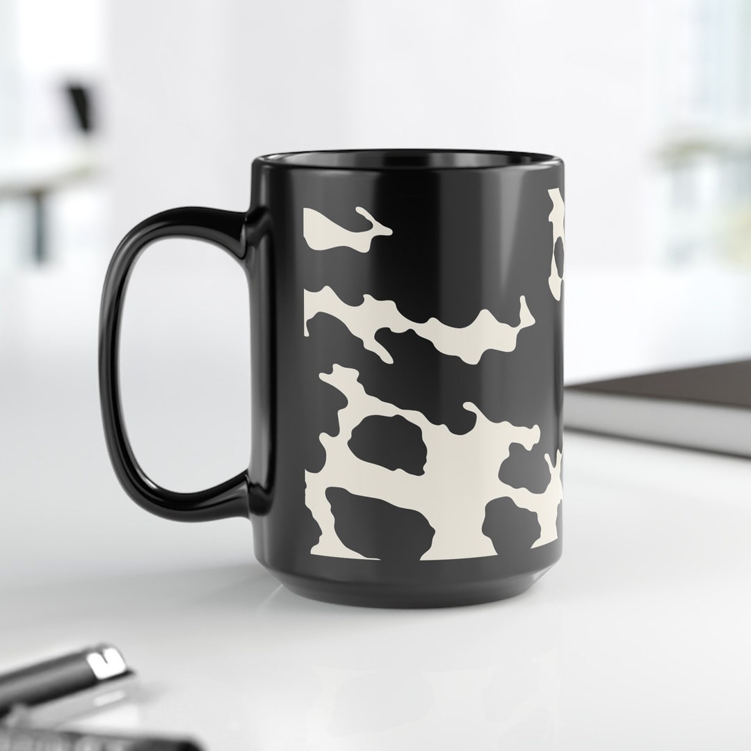 Black and White Cow Print Coffee Mug, Cow Lover Gift, Minimalist Coffee ...