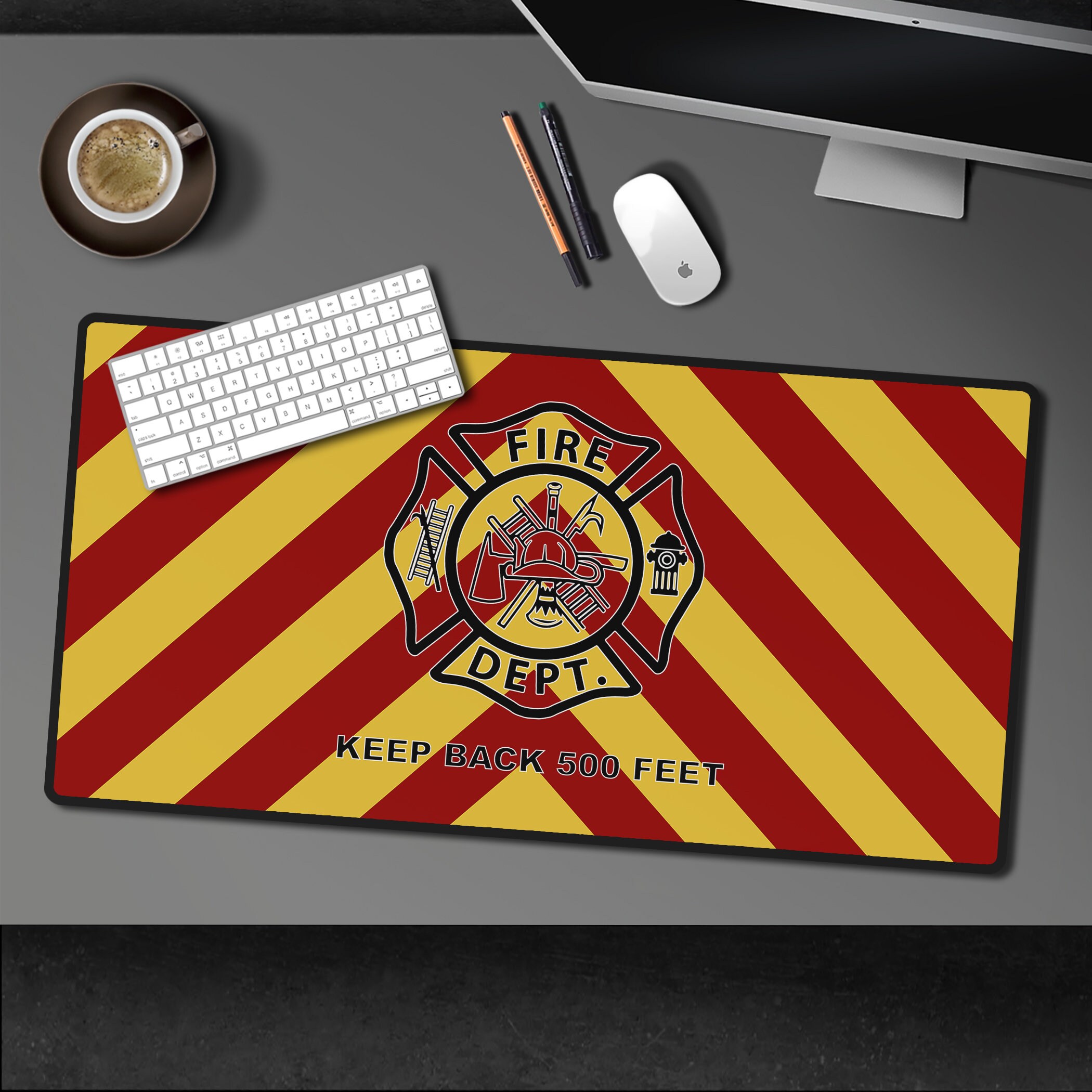 Firefighter Large Deskmat Mouse Pad, Firefighter Gift Large Mousepad ...