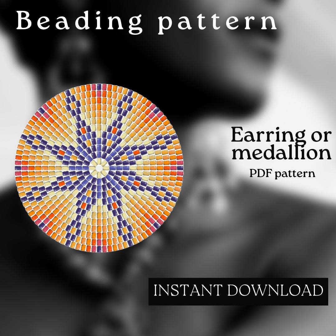 Beading Pattern - Seed Bead Earring Pattern - Circular Square Stitch ...