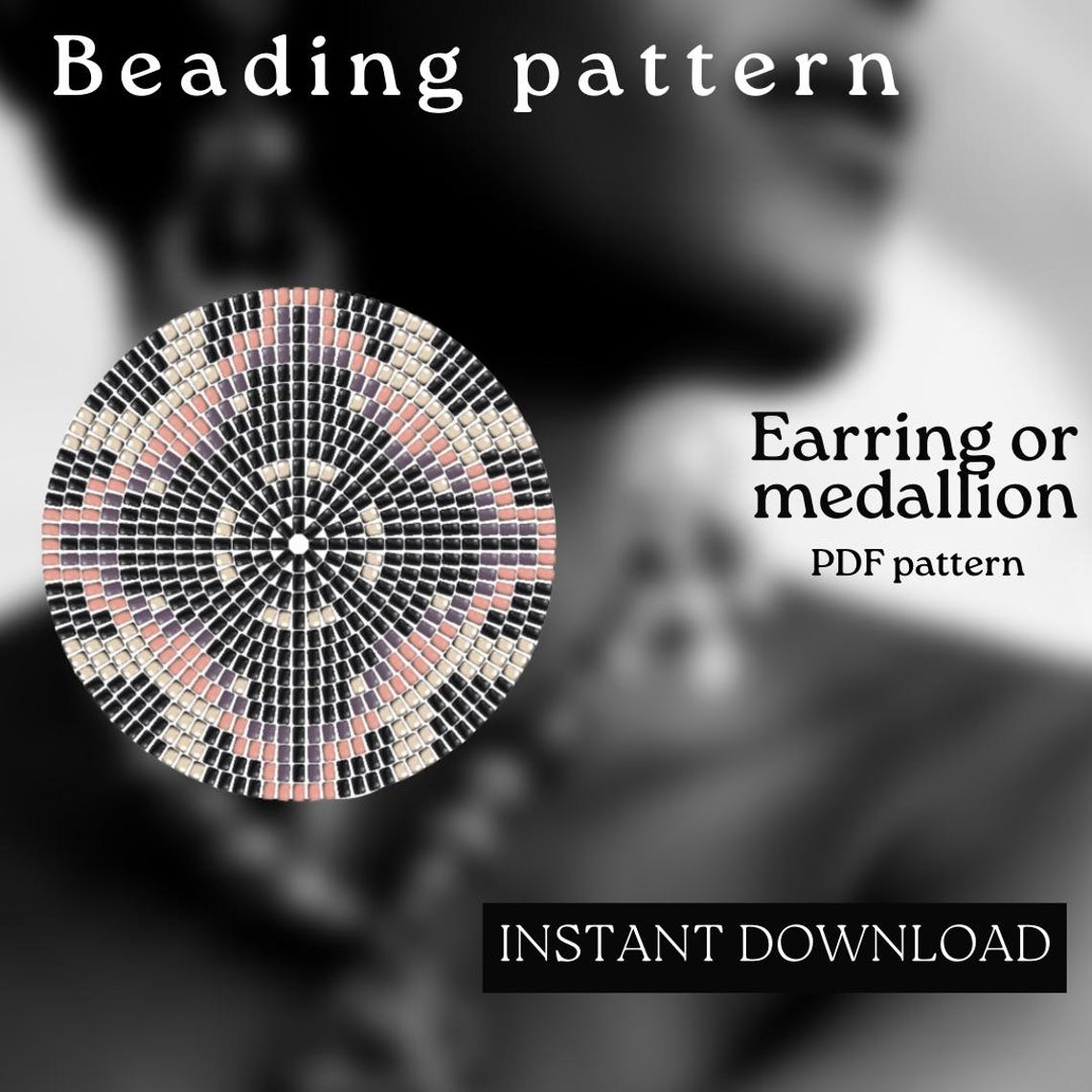 Beading Pattern - Seed Bead Earring Pattern - Circular Square Stitch ...
