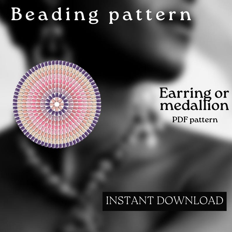 Beading Pattern Seed Bead Earring Pattern Circular Square Stitch Beading Tutorial PDF Download ...