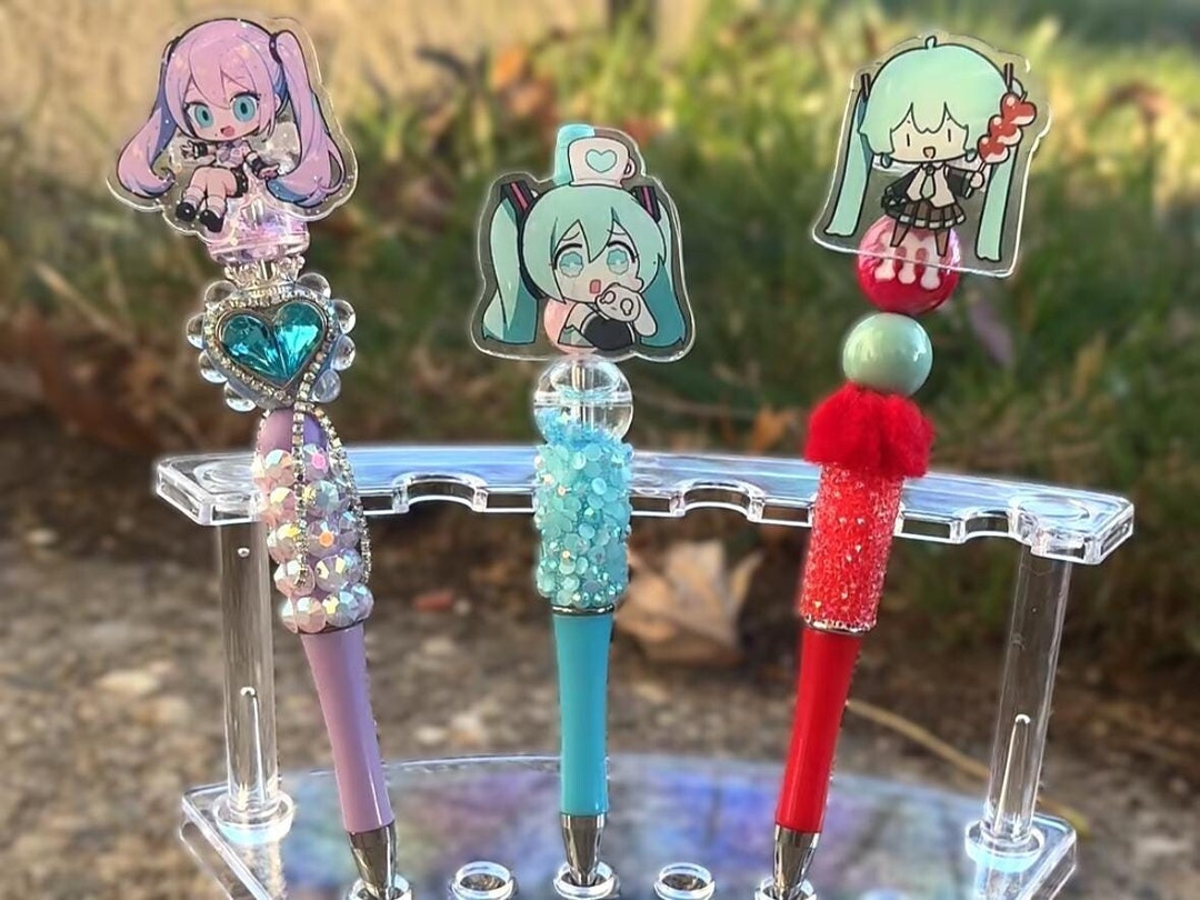 Hatsune Miku Anime Custom Beaded Pens! ONE OF A KIND! Refillable Ink ...
