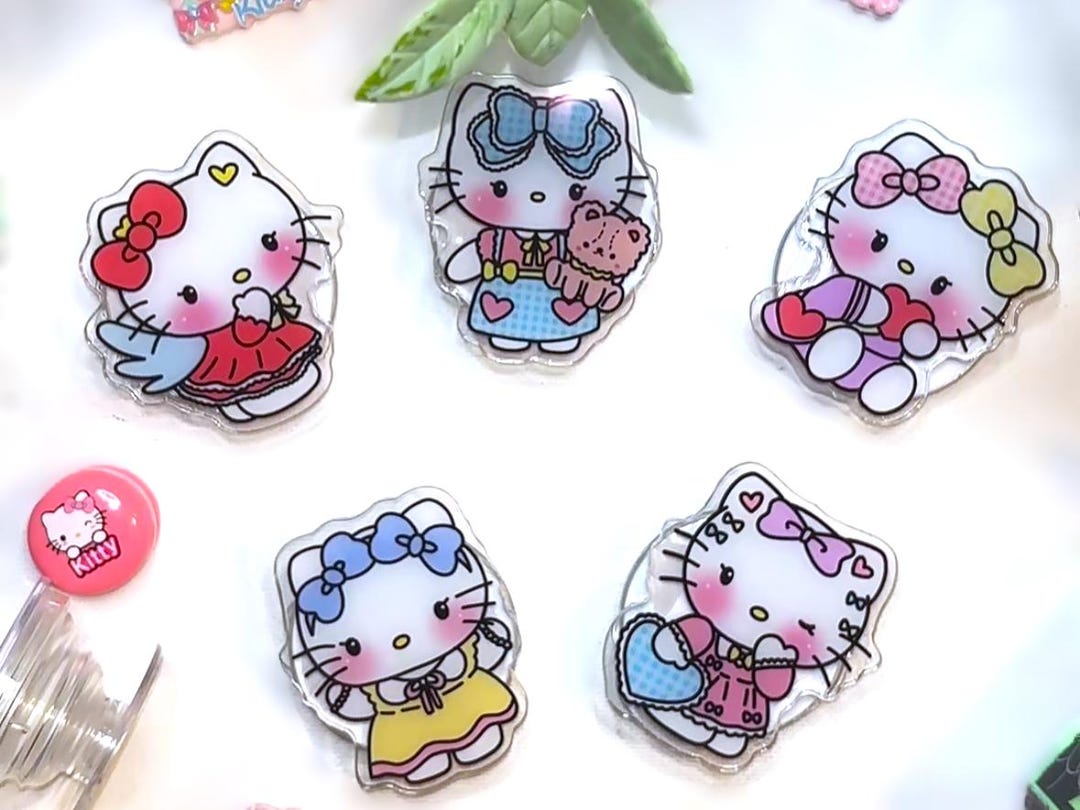 Hello Kitty Pop Socket Acrylic Kawaii Pop Socket Anime Pop Socket Cute ...