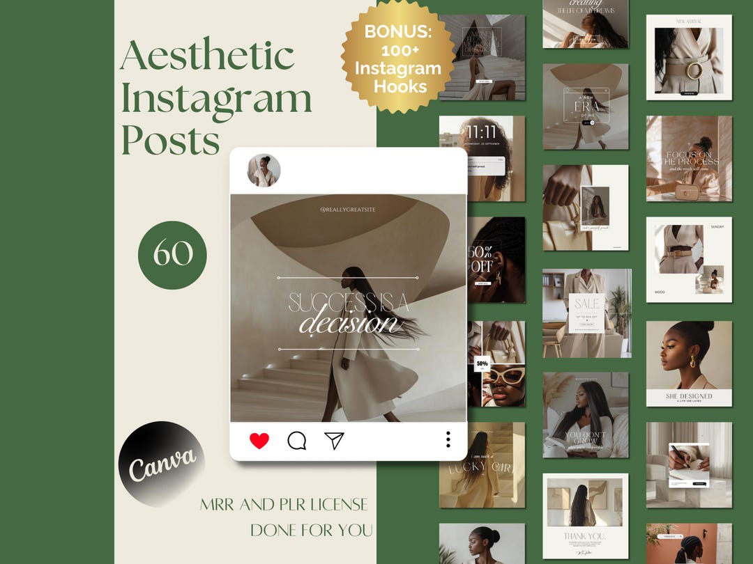 60 Instagram Posts Templates Neutral Aesthetic Instagram Templates ...