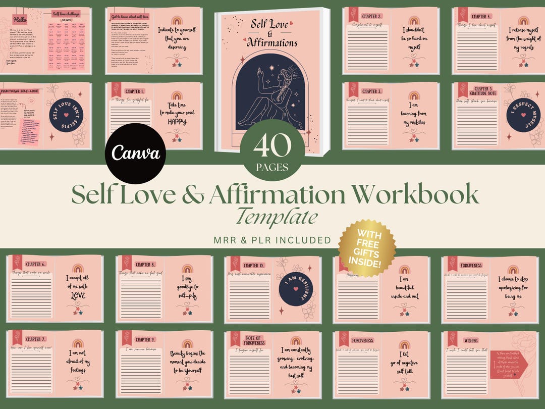 Self Love and Affirmation Workbook Gratitude Workbook Template Mental ...