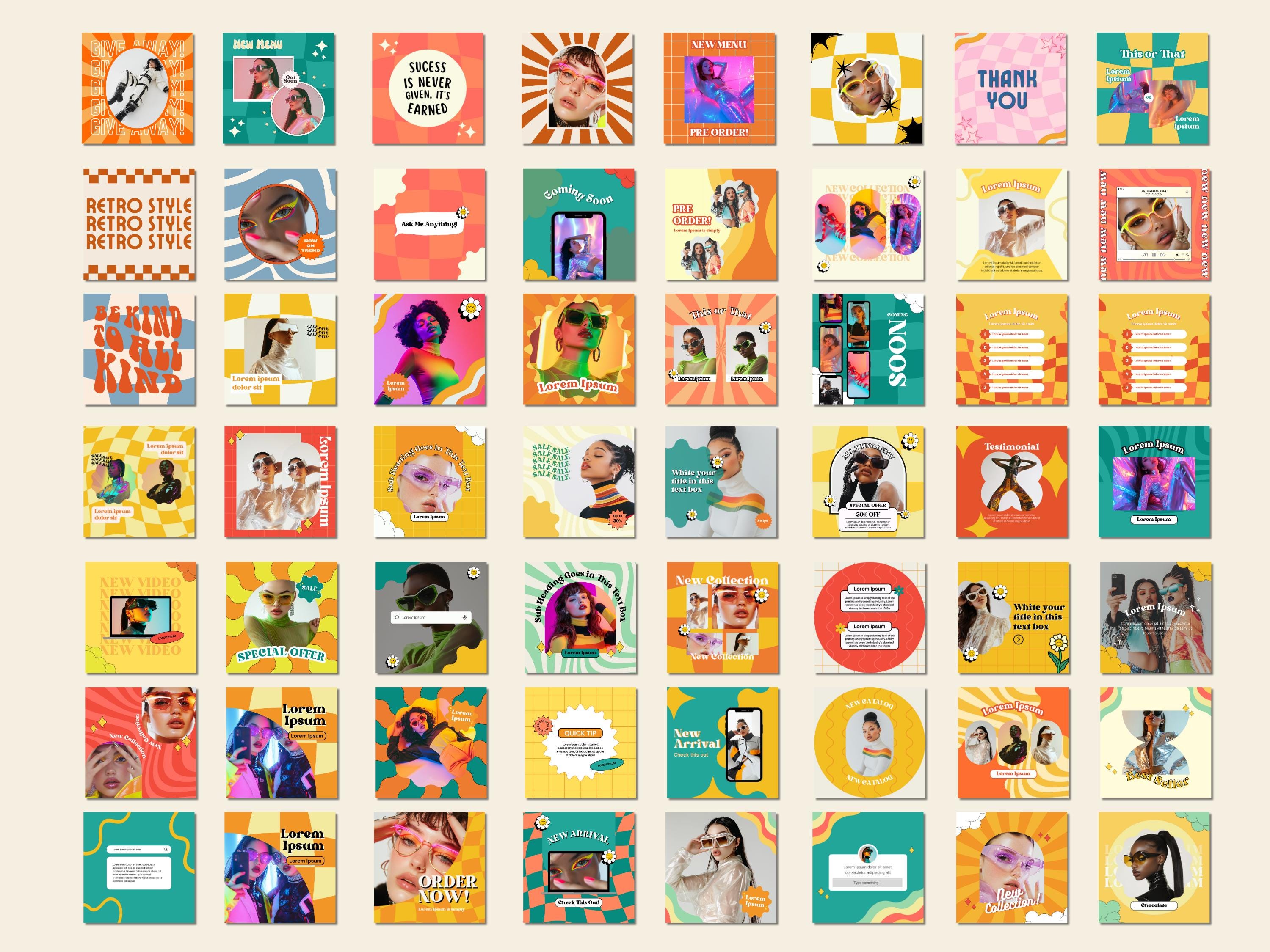 Retro Instagram Templates Gen Z Style Templates Groovy Instagram ...