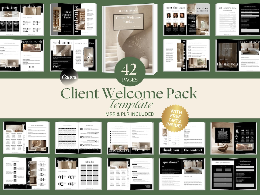 Client Welcome Pack Bundle Template Canva Virtual Assistant Welcome ...