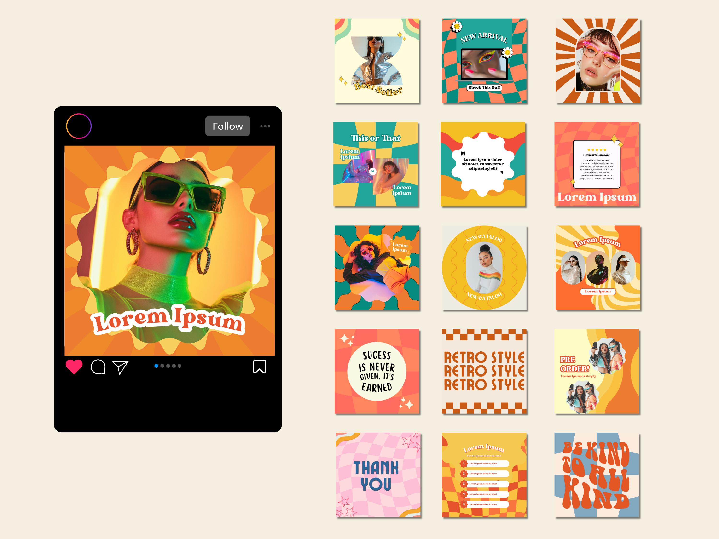 Retro Instagram Templates Gen Z Style Templates Groovy Instagram ...
