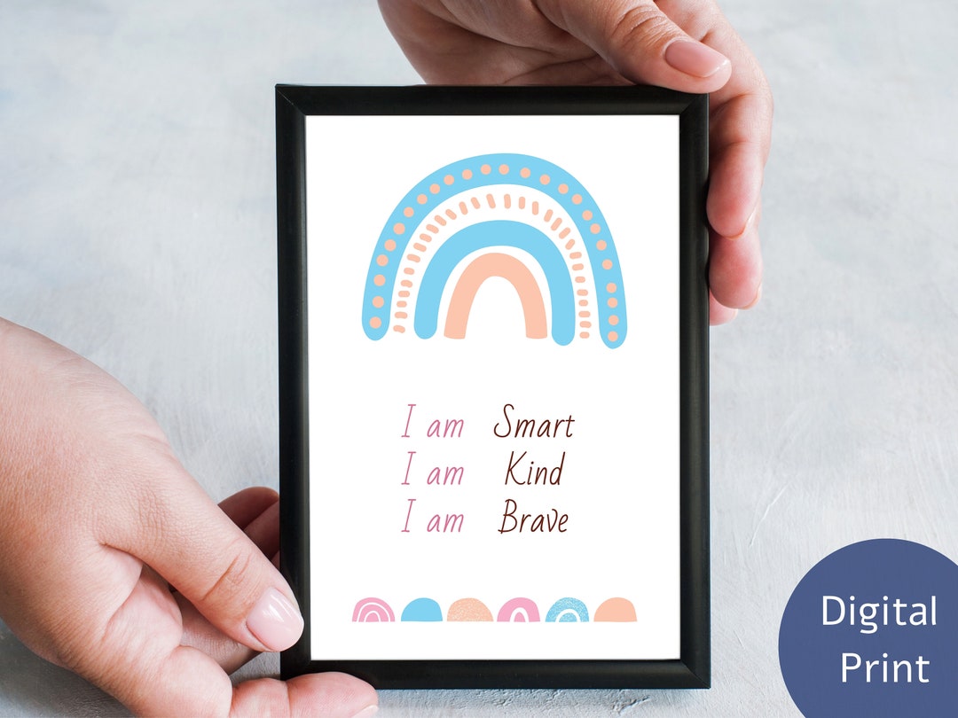 Kids Motivational Affirmations Poster "i Am Smart, Kind, Brave ...