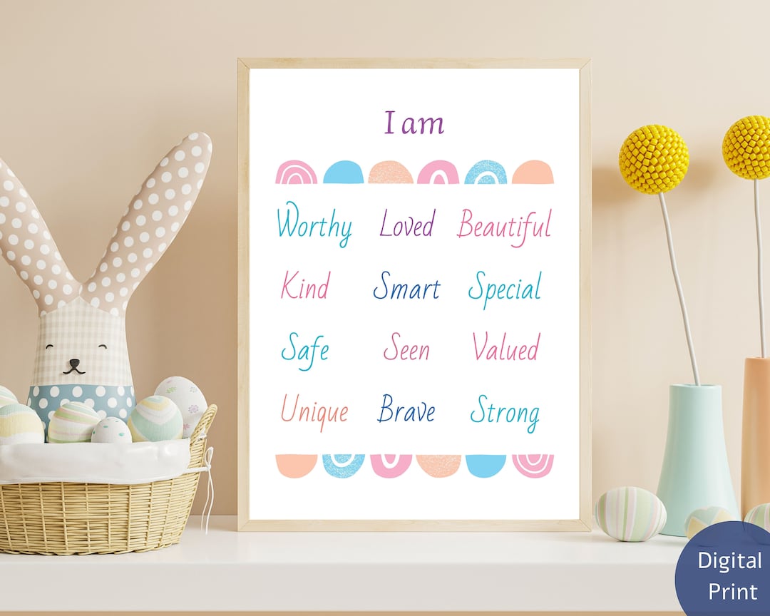 Kids Affirmations "i Am" Empowering Art Printable Instant Download ...