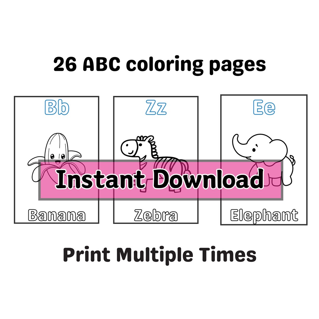 Printable Alphabet Coloring Book, 26 Cute Pages, Homeschool ABC ...