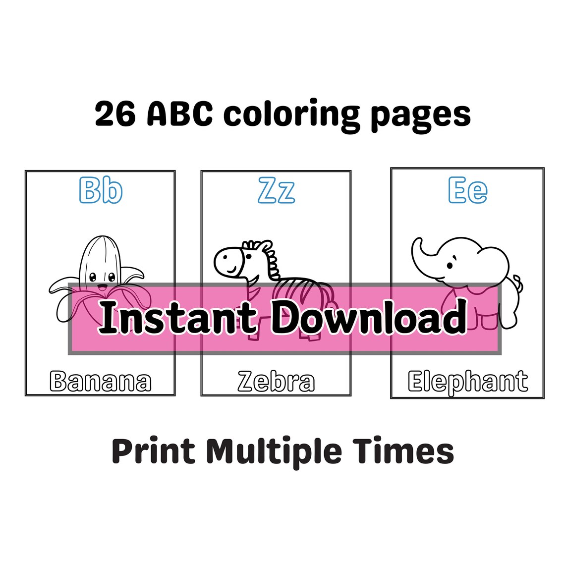 Printable Alphabet Coloring Book, 26 Cute Pages, Homeschool ABC ...