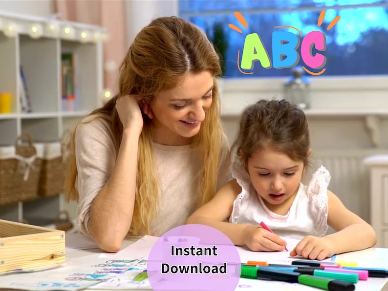Printable Alphabet Coloring Book, 26 Cute Pages, Homeschool ABC ...