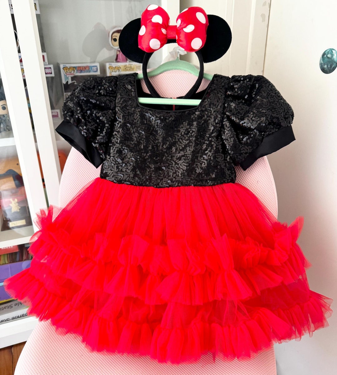 Toddler Girl Minnie Mouse Dress With Hairpiece, Child Minnie Mouse ...
