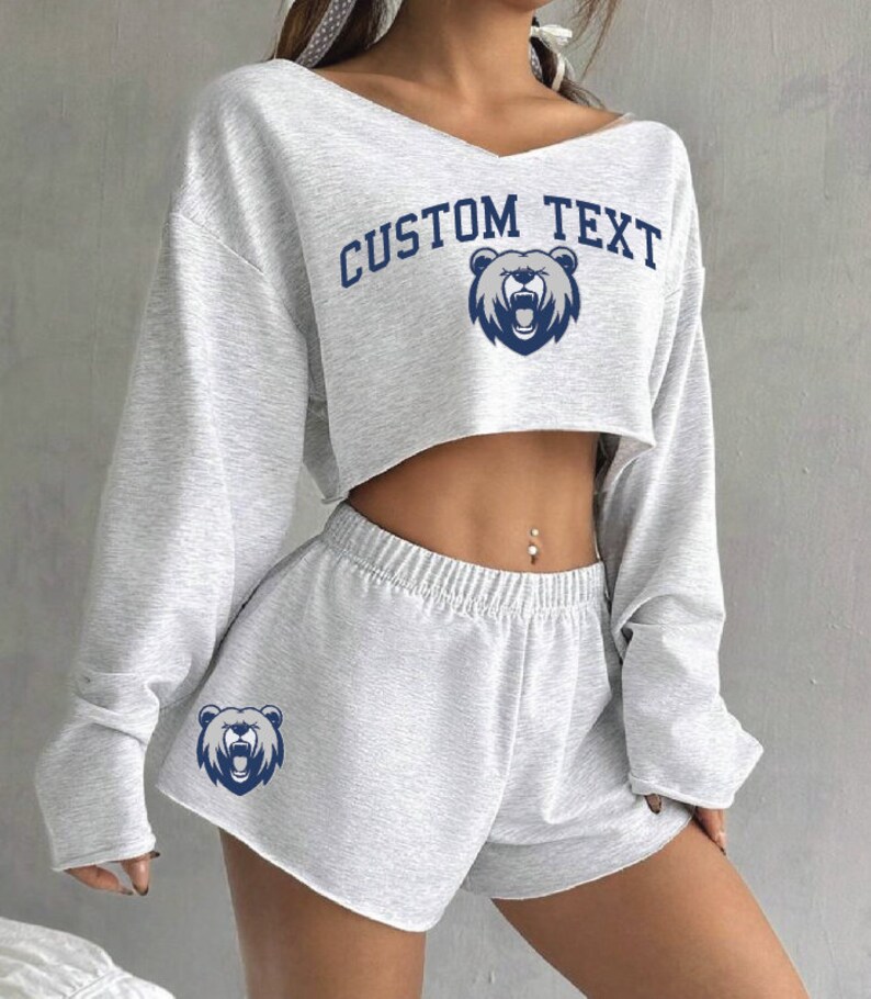 Custom College, School, Team, Camp Logo Lounge V Neck Shorts Set ...