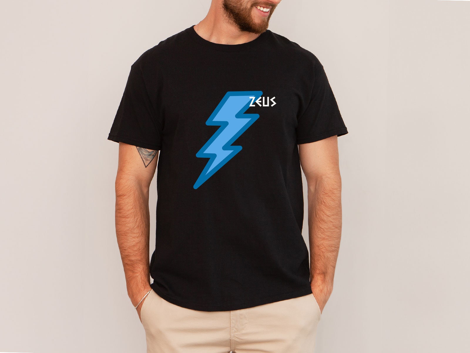 Zeus Greek God Tshirt, Men Ancient History T Shirt, Thunderbolt Graphic ...