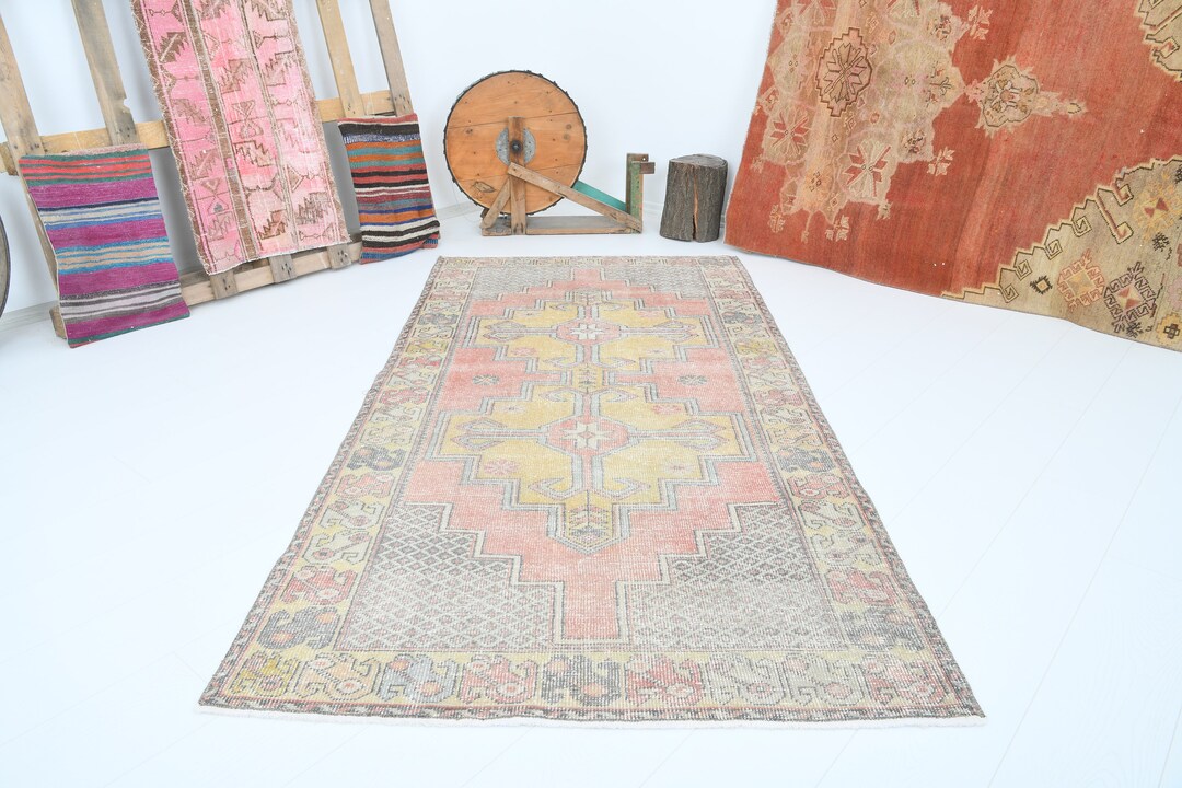 4x8 Turkish Rug,oushak Rug,neutral Vintage Rug,turkish Area Rug,wool ...