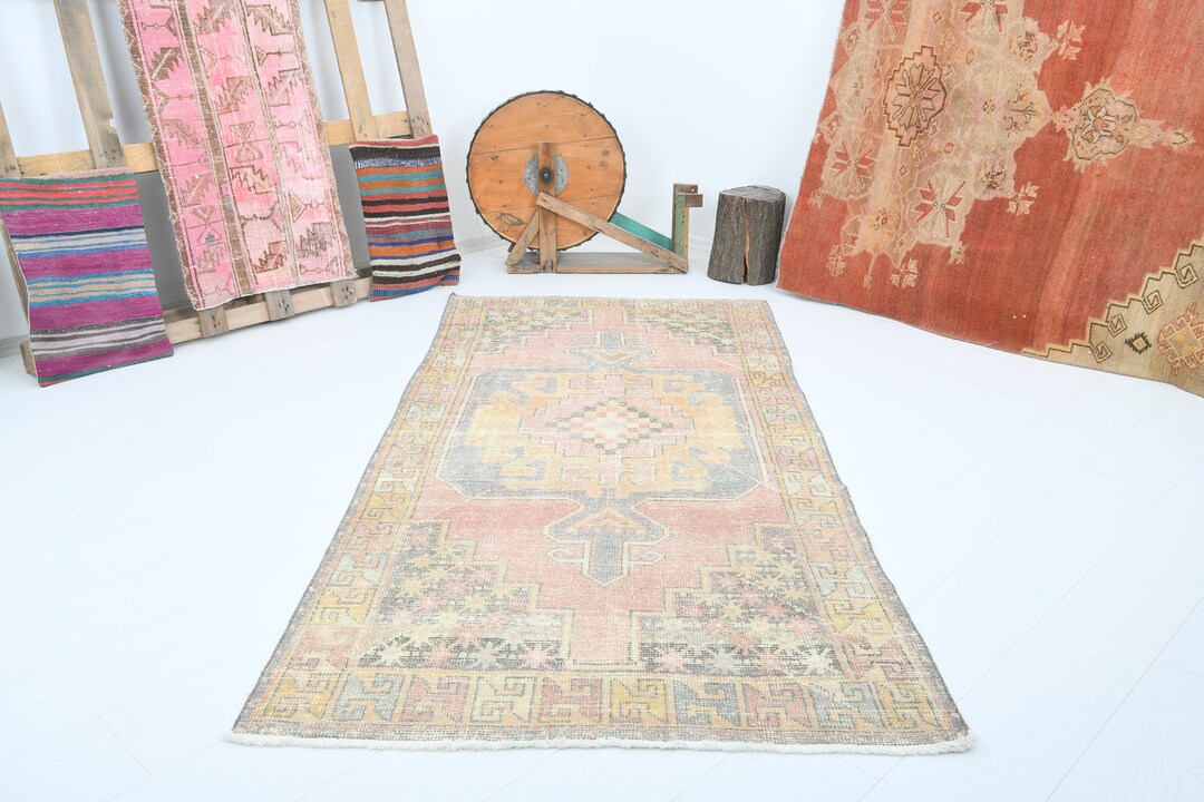 4x8 Turkish Rug,oushak Rug,neutral Vintage Rug,turkish Area Rug,wool ...