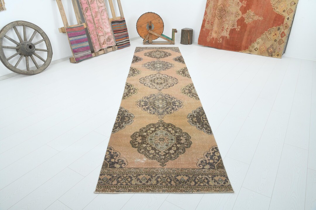 3x13 Turkish Runner,vintage Runner,oushak Runner Rug,muted Rug,3x13 Rug ...