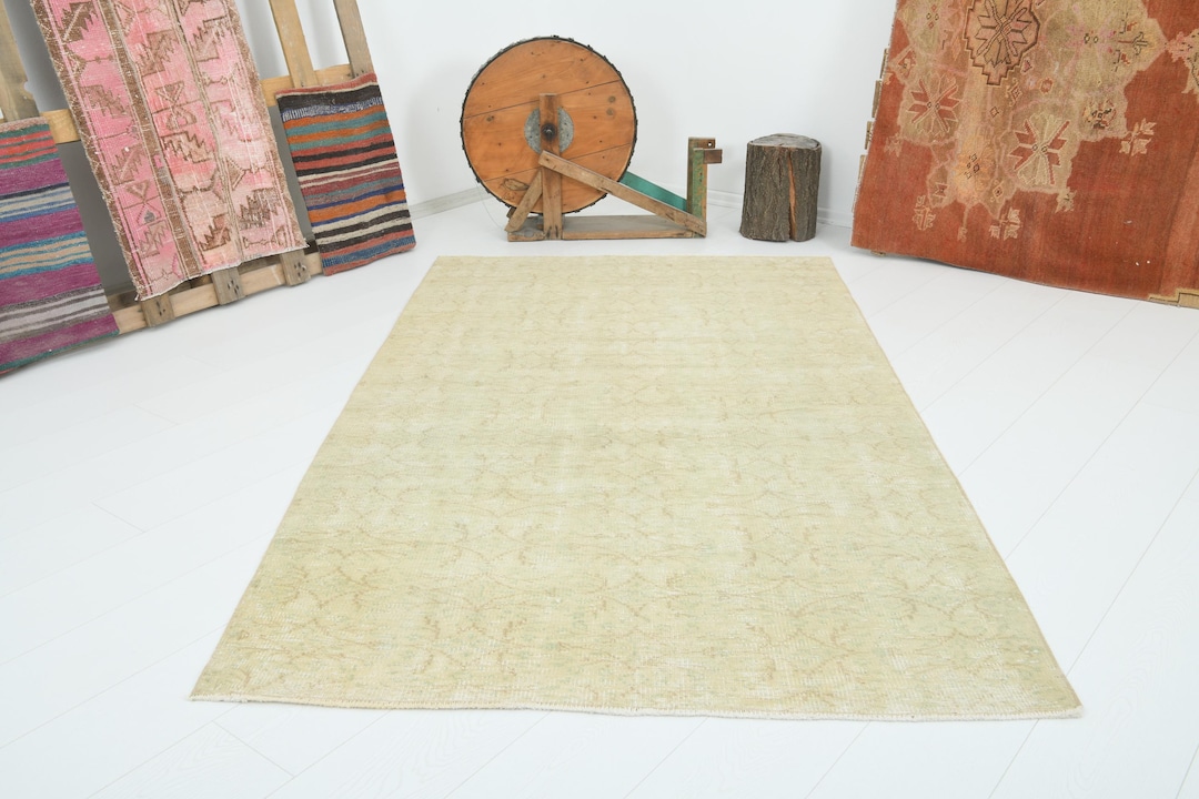 4x8 Turkish Rug,oushak Rug,neutral Vintage Rug,turkish Area Rug,wool ...