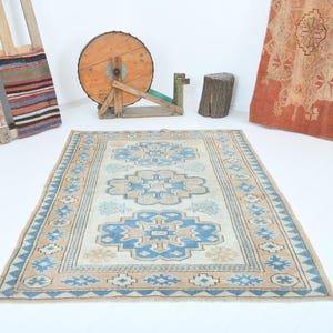 4x6 Turkish Rug,oushak Rug,neutral Vintage Rug,turkish Area Rug,wool ...