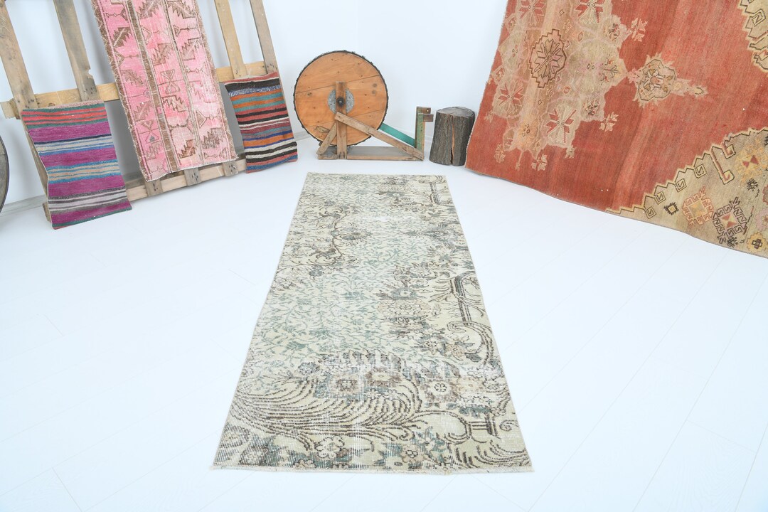 3x8 Turkish Runner,vintage Runner,oushak Runner Rug,muted Rug,3x8 Rug ...