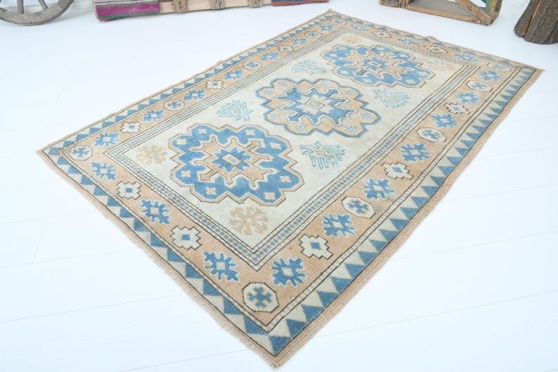 4x6 Turkish Rug,oushak Rug,neutral Vintage Rug,turkish Area Rug,wool ...