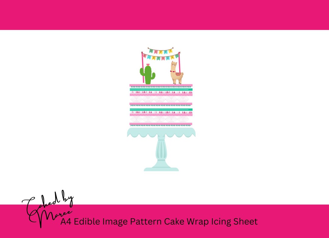 Pink and Aqua Pattern Edible Image Aztec Cake Wrap Cookie / Cake ...