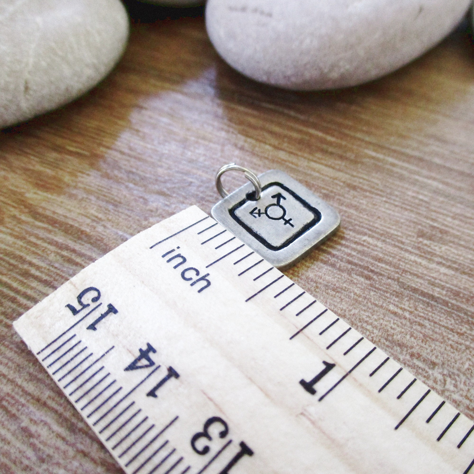 Tiny Transgender Pendant Trans symbol half inch pewter | Etsy