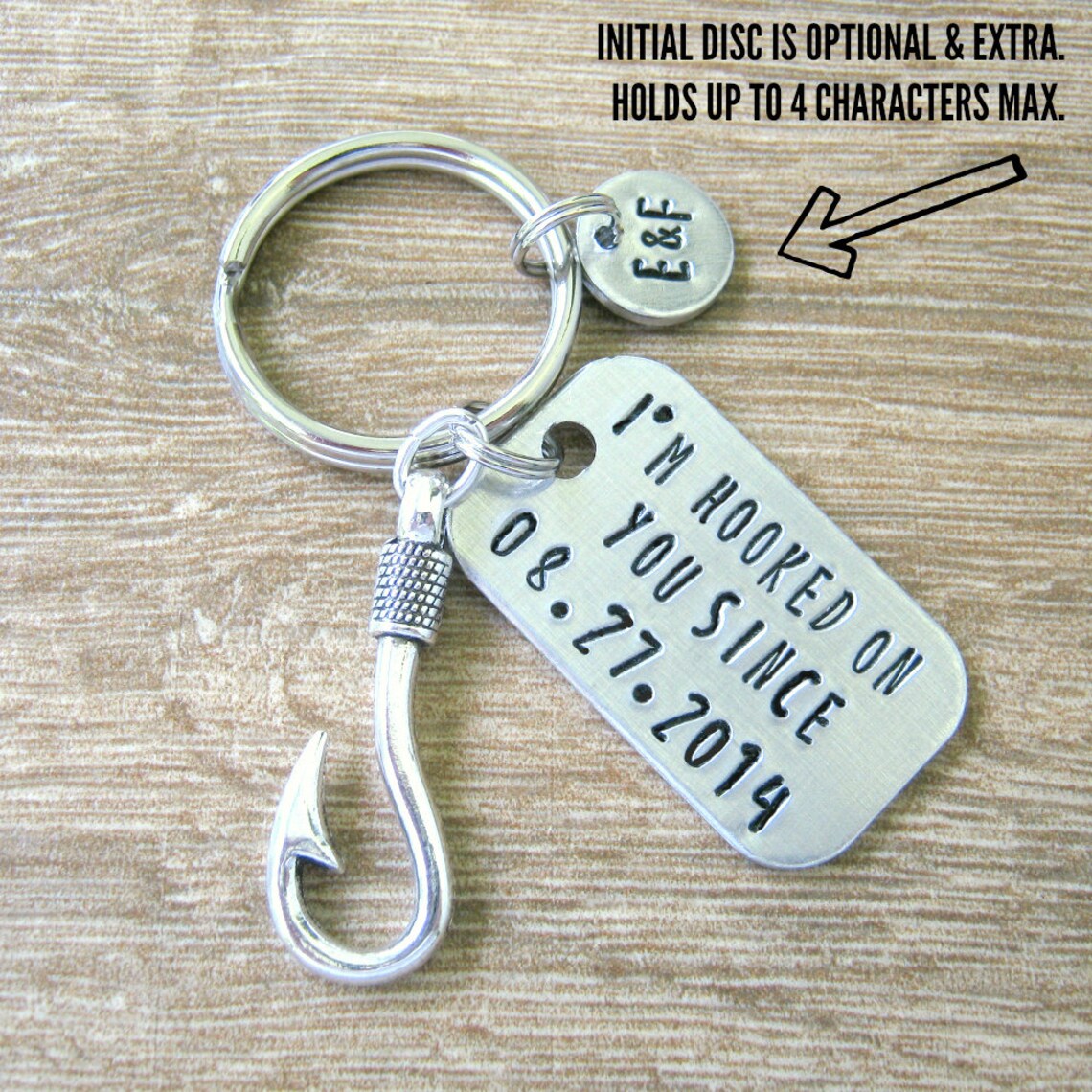 I'm Hooked on You Keychain, Fish Hook Charm, Fishing Keychain ...