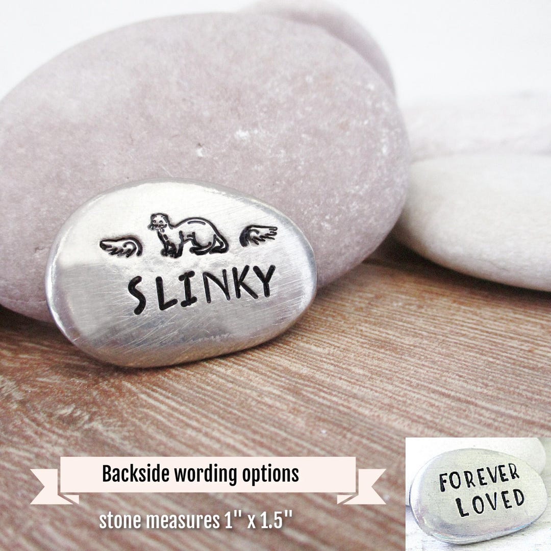 Personalized Ferret Memorial Stone, Pet Ferret Angel Wings Pocket Rock ...
