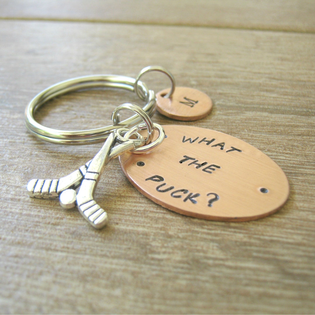 What the Puck Hockey Keychain Copper, Hockey Sticks Charm, Hockey ...