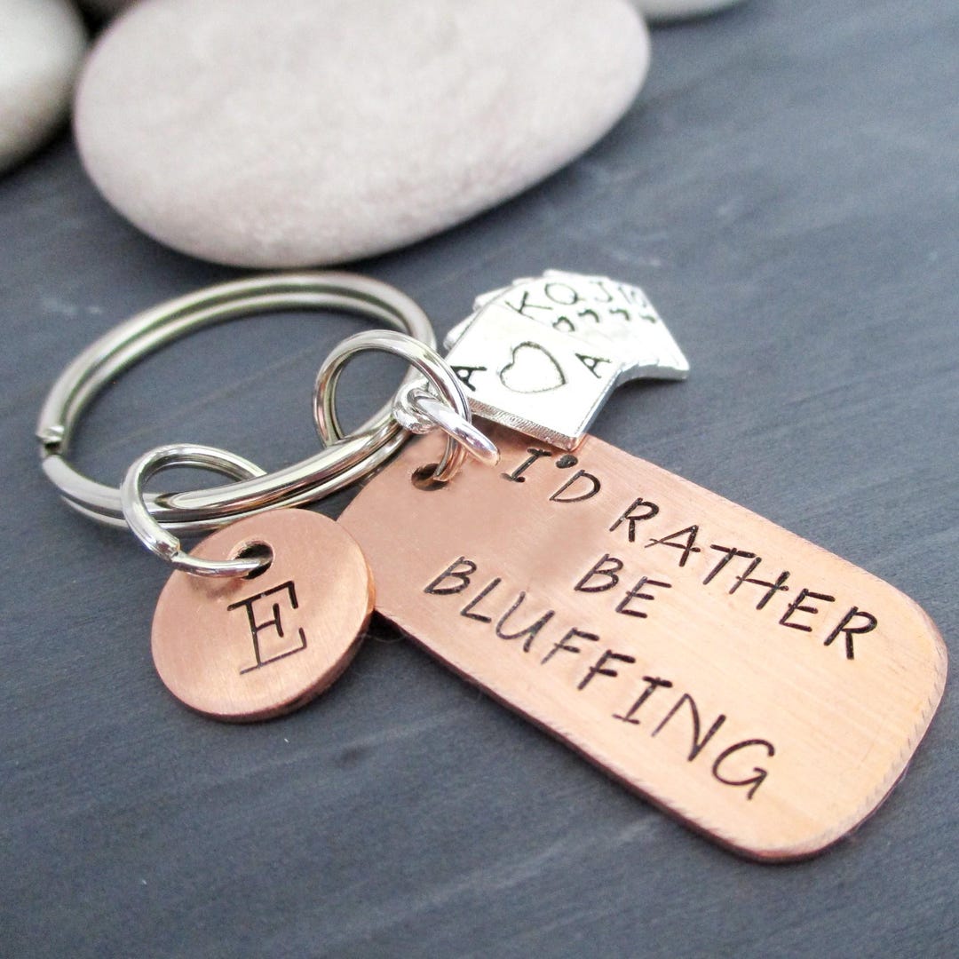 Poker Keychain, I'd Rather Be Bluffing, Playing Cards Charm, Poker ...