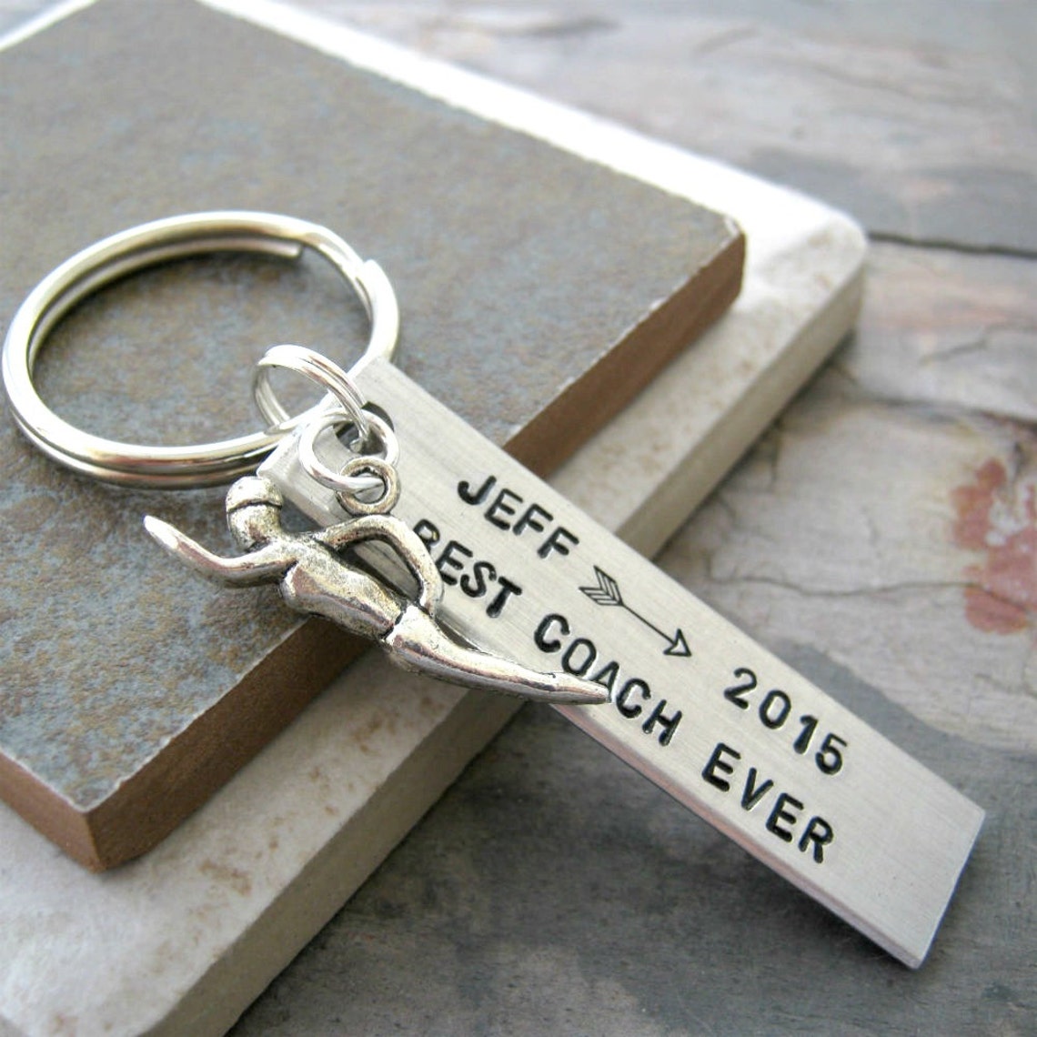 Personalized Coach Keychain, Swimming Keychain, Swimmer Charm, Choose ...