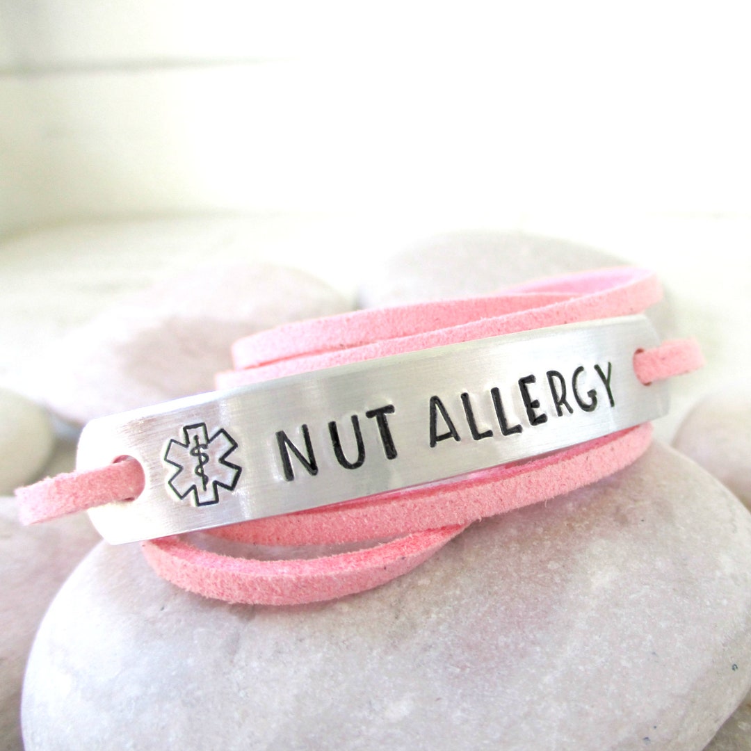 Nut Allergy Wrap Bracelet, Medical Alert Bracelet, Allergic to Nuts ...