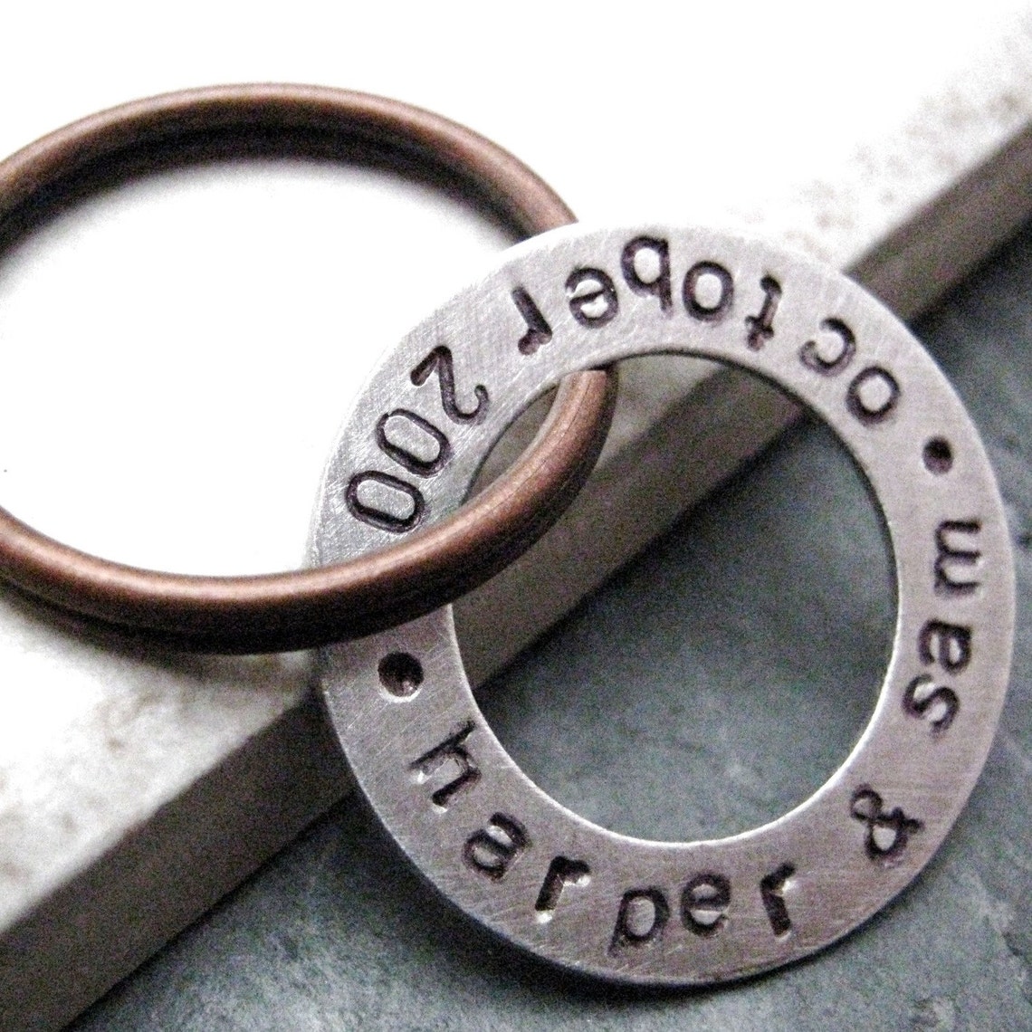 Personalized Keychain 2 Sided Washer Keychain Double Sided | Etsy