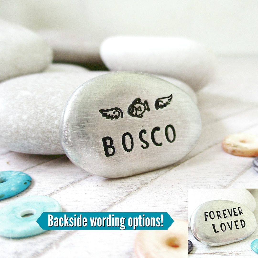 Personalized Fish Memorial Keepsake, Remembrance Pocket Rock, Sympathy ...