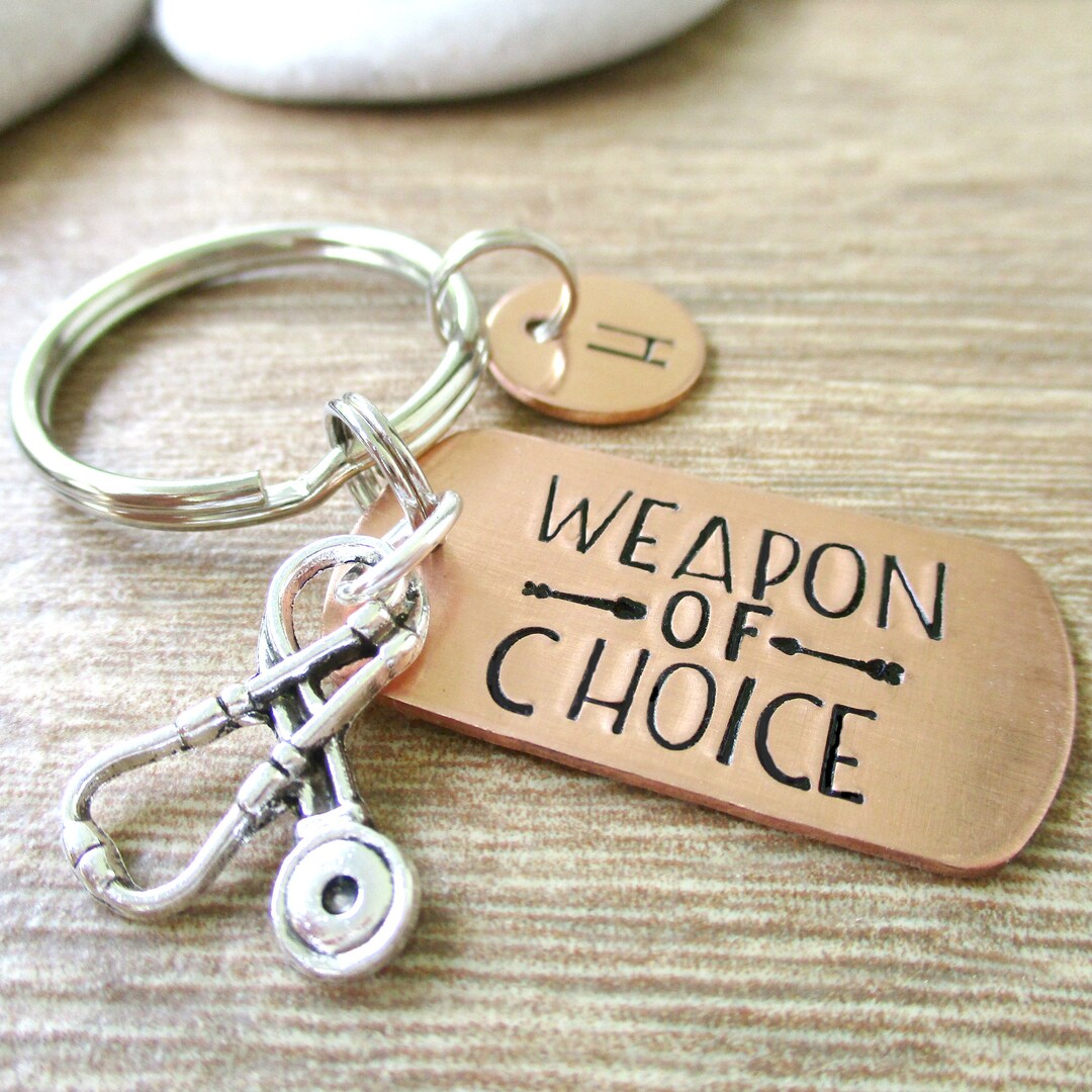 Stethoscope Keychain, Weapon of Choice, Nursing Gift, ER Doctor Gift ...