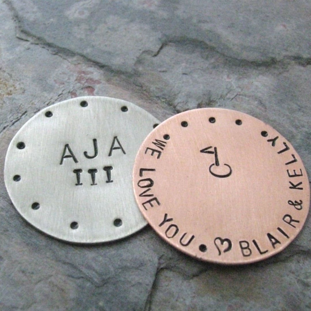 ANY 2 Personalized Golf Ball Marker Copper, Customization Available ...