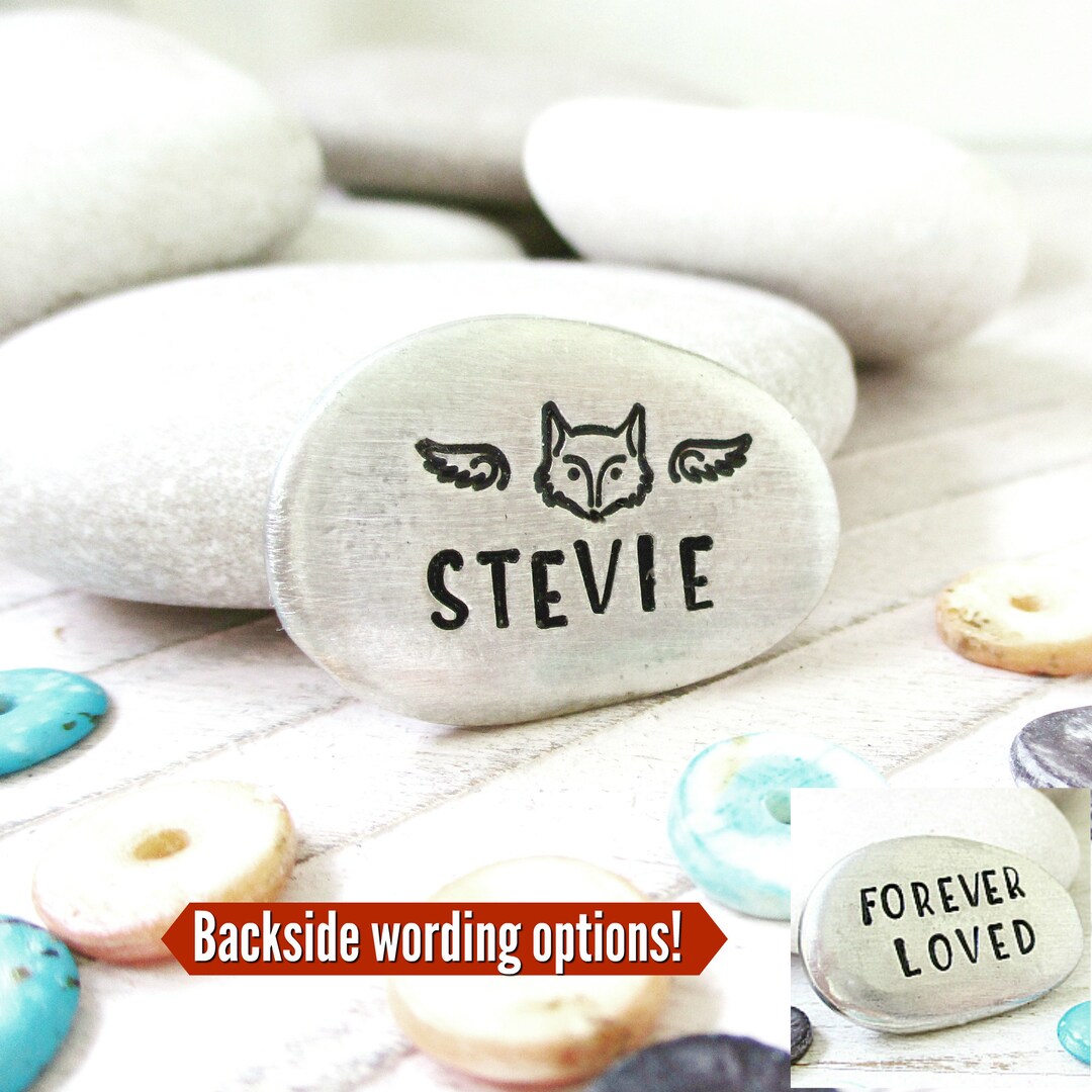 Personalized Fox Memorial Keepsake, Fox Remembrance Pocket Rock, Pet ...
