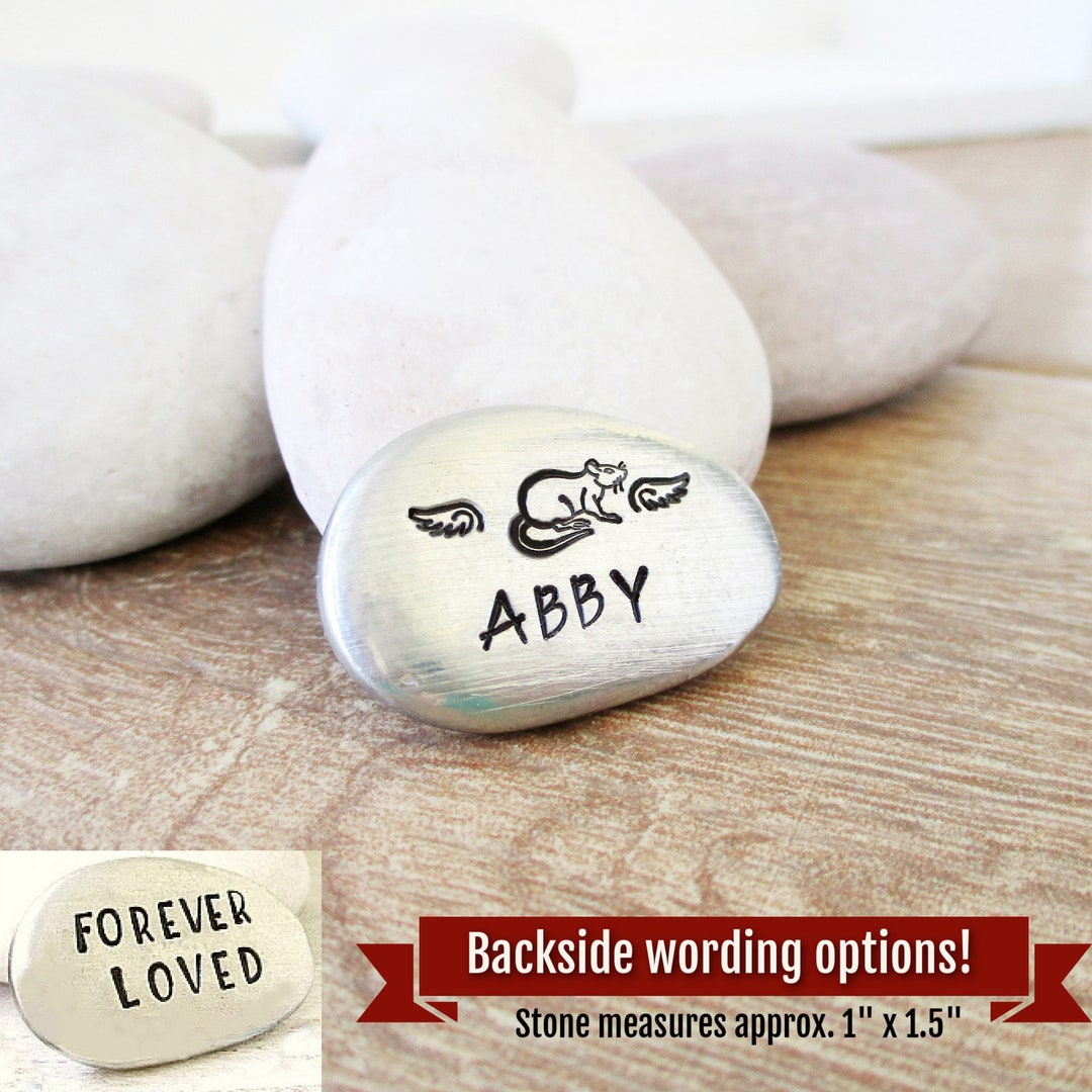 Personalized Rat Memorial Stone, Pet Rat Angel Wings Pocket Rock, Rat ...