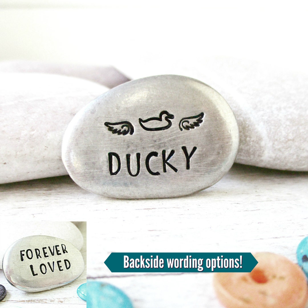 Personalized Duck Memorial Stone, Pet Duck With Angel Wings Pocket Rock ...