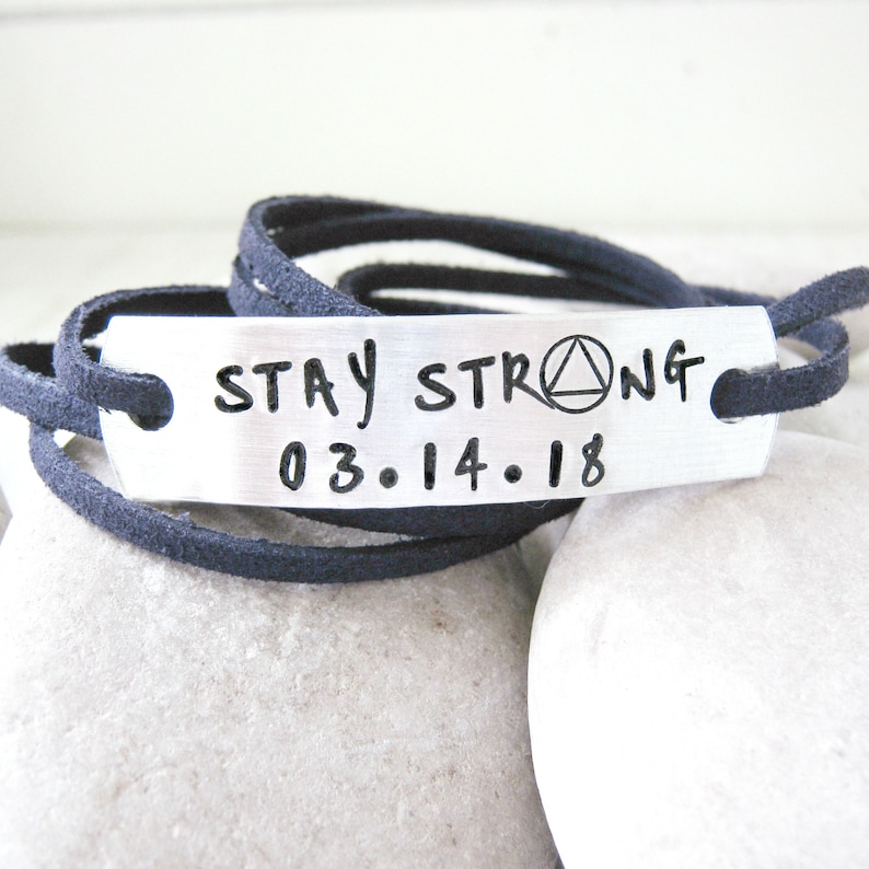 Stay Strong Sobriety Bracelet With Date Sobriety Symbol Stay - Etsy