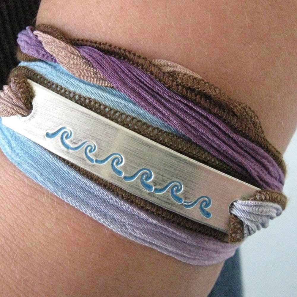 Waves Ribbon Wrap Bracelet, Waves Bracelet, Ocean Bracelet, Surfer ...
