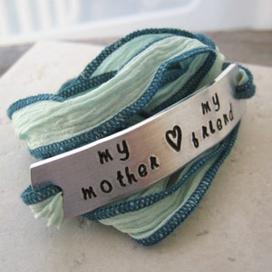 Mother's Day Bracelet, My Mother My Friend, Hand Dyed Silk Ribbon Wrap ...