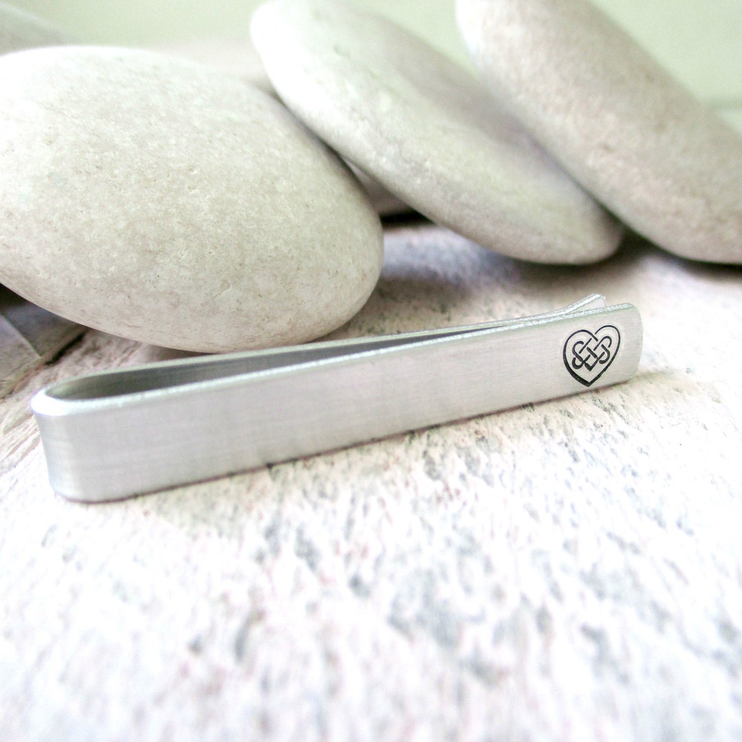 Celtic Heart Tie Bar, Couples Tie Bar, Celtic Heart Tie Clip, Couple's ...