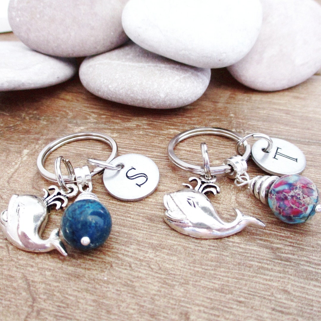 Personalized Whale Keychain, Adorable Initial Disc and Your Choice of ...